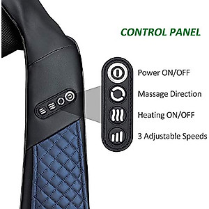 EAshuhe Neck and Shoulder Massager with Heat Shiatsu Back Massage Pillow with 3D Deep Tissue Kneading for Foot, Legs, Body Muscle - Use at Home, Office & Car