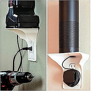 LOUIS FELT 2 Pack Single Wall Outlet Shelf Home Wall Shelf Organizer for Outlets, Perfect for Bathroom Kitchen Bedroom with Cord Management and Easy Installation. (White)