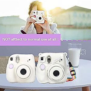 MUZIRI KINOKOO Instax Mini 7+ case, Camera Case for Fuji Instax Mini 7 Plus/Mini 7 + Instant Camera Clear Case with Shoulder Strap and Photo Pocket