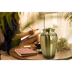 Hanging Silver Oval Personalized Pendant For Cremation Urns That Can’t Be Engraved - Includes Silver Satin Ribbon - Made of Solid Brass - Silver Tone Finish with Black Engraving