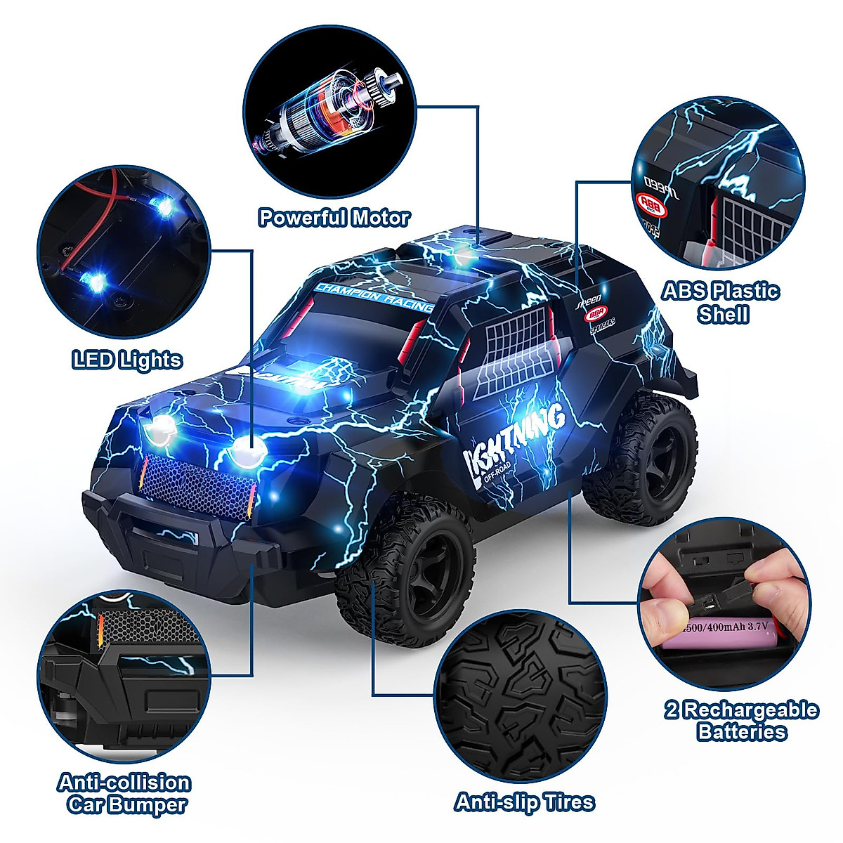 Remote Control Car for Boys 4-7, Off Road Mini RC Car for Kids, Cool Light Up 1/24 Scale Hobby RC Cars Truck Race Car Toy Christmas Birthday Gifts for 3 4 5 6 7 8 Years Old Boys