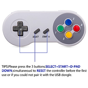 miadore Wireless SNES USB Controller Classic Gamepad Joystick with USB Receiver/Rechargeable Cable for PC Windows Mac and Raspberry Pi Retropie Emulator (colour key)