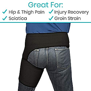 Vive Groin and Hip Brace - Sciatica Wrap for Men and Women - Compression Support for Nerve Pain Relief - Thigh, Hamstring Recovery for Joints, Flexor Strains, Pulled Muscles