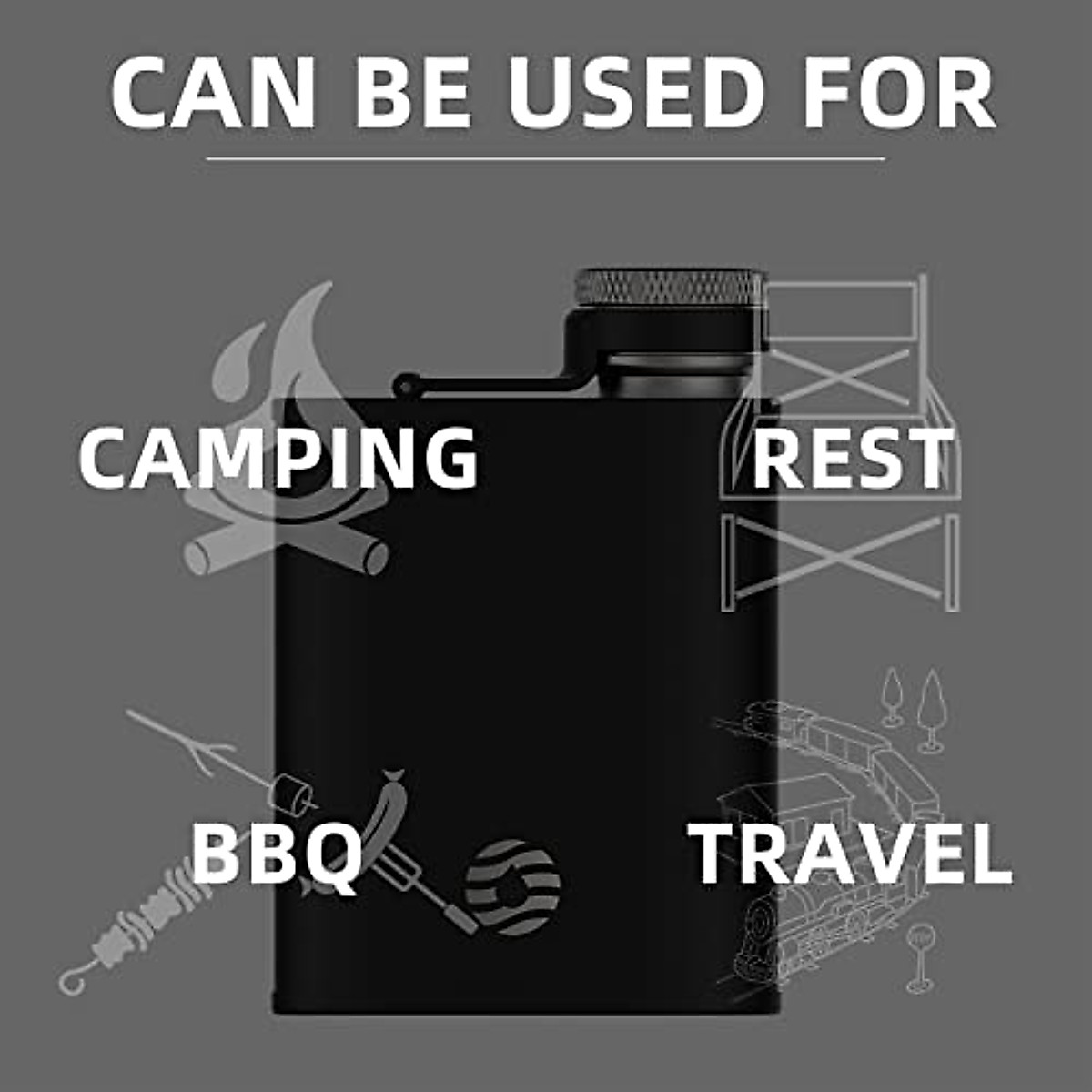 Fjbottle Wide Mouth Stainless Steel Hip Flask 6oz,Insulated BPA-Free Leak-Proof Flasks for Liquor for Men/Women,Easy Filling&Pouring Suitable for outdoor,travel