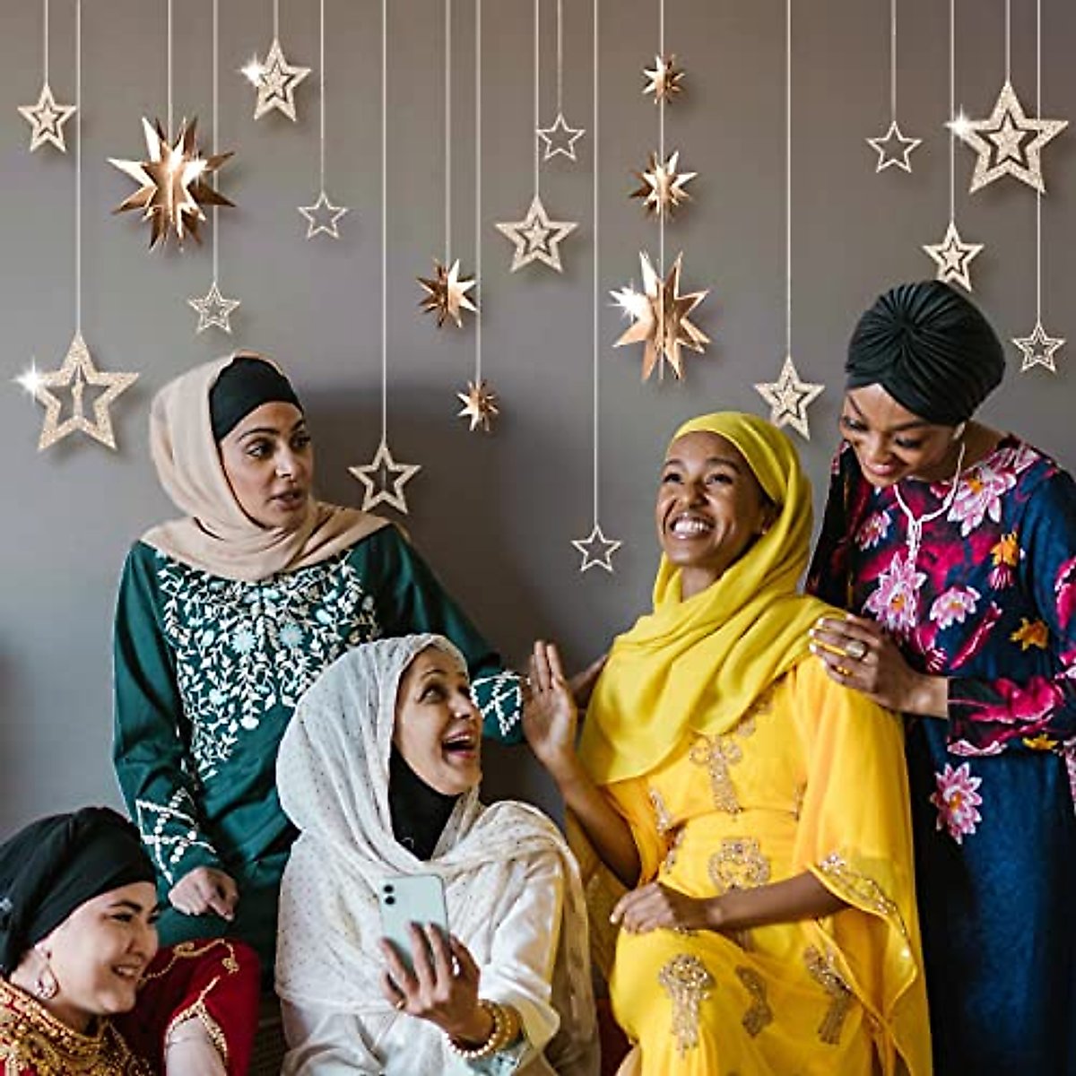 Champagne Gold Star Garland Twinkle Little Stars Decoration Hanging Streamer Backdrop Banner Birthday Party Decor/Baby Shower/Anniversary/Engagement/Christmas/New Year/Wedding/Graduation/Ramadan/EID