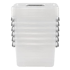 Pekky 5.5 Quart Plastic Latching Storage Bin with Handle, 6 Packs Small Stackable Container Box