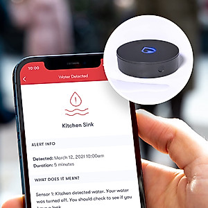 Phyn Smart Water Sensor 1 Pack, Wi-Fi Connected with Audible Alarm and Customizable Water, Temp and Humidity App Alerts