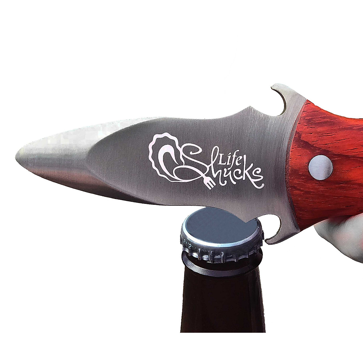 Oyster Knife with Rosewood Handle - Built-In Bottle Openers - GiftBox Included