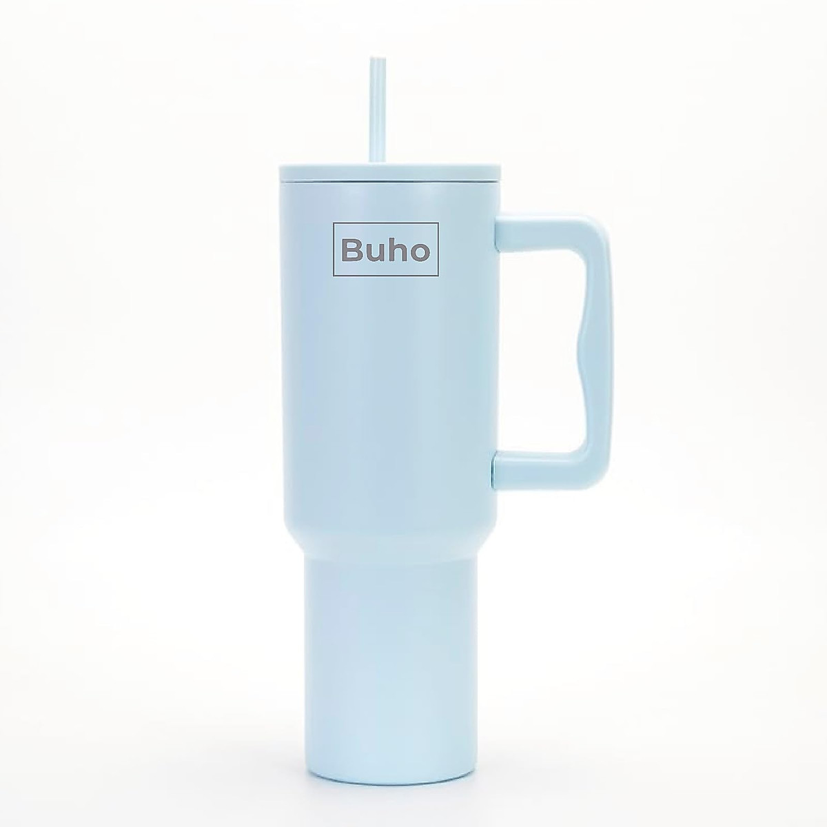 Buho Outdoor Tumbler, 40 oz, Double-Wall Insulated, Ergonomic Handle with Lid Straw (Light Blue)