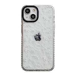 Cute White Small Flower Phone Case Compatible with iPhone 13 Protective Cover Fashion Shockproof Bumper Silicone Cases Women for Apple iPhone 13 - Clear