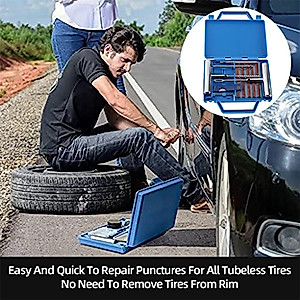 YÁSEZ Car Tubeless Tire Repair Kit Puncture Studding Garage Tools for Auto Bicycle Tyre with Storage Box