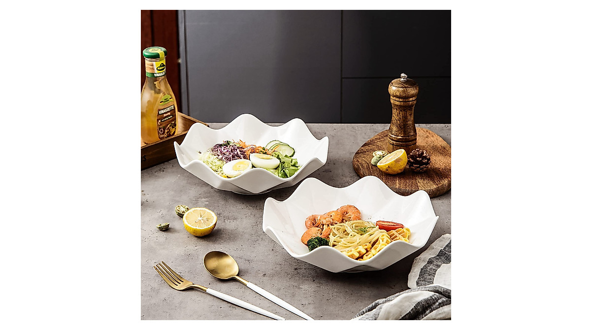 Stylish 10-inch Wave Ceramic Fruit Bowls Set for Modern Home