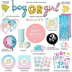 SMIRLY Gender Reveal Decorations Set - Baby Gender Reveal Party Supplies, Gender Reveal Party Decorations, Baby Gender Reveal Ideas, Gender Reveal Balloons Boy or Girl Gender Reveal Party Supplies Kit
