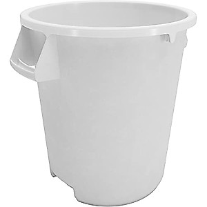 Carlisle FoodService Products Bronco White 10 Gallon Round Waste Bin Trash Container - 84101002 - Pack of 6