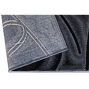 Masada Rugs, Modern Contemporary Area Rug, Orange Grey Black (5 Feet X 7 Feet)