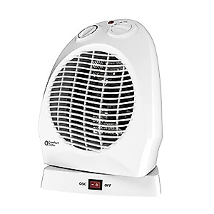 Comfort Zone Oscillating Space Heater with Adjustable Thermostat, Desktop, Fan-Forced, Portable, Overheat Sensor, Tip-Over Switch, Stay-Cool Housing, Ideal for Home, Bedroom, Office, 1,500W, CZ50