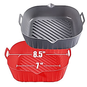 Golden Associate Silicone Liners Square 8.5 Inches 2 Pcs, for Air Fryer Basket, Non-stick Food-grade Reusable Silicone Pot Baking Tray