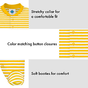 Creative Knitwear College Baby Striped Footed Romper - Michigan Wolverines Logo - Gold/White - 6-9 Months