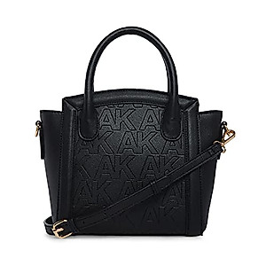 Anne Klein Embossed top Handle Mini Satchel, Black