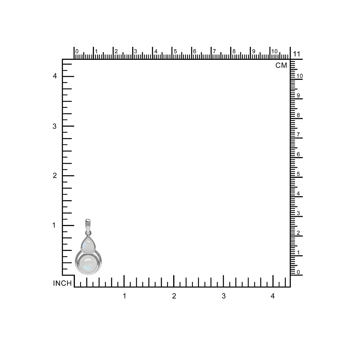 Silvershake Natural Rainbow Moonstone 925 Sterling Silver Contemporary Geometric Pendant