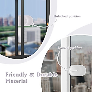 Sliding Glass Door Lock - 4 Pack Safety Slide Window Locks for Patio, Closet, Shower, Window, Wardrobe, Kitchen Cabinet with No Screws or Drills by VENMATE(4 Pack)