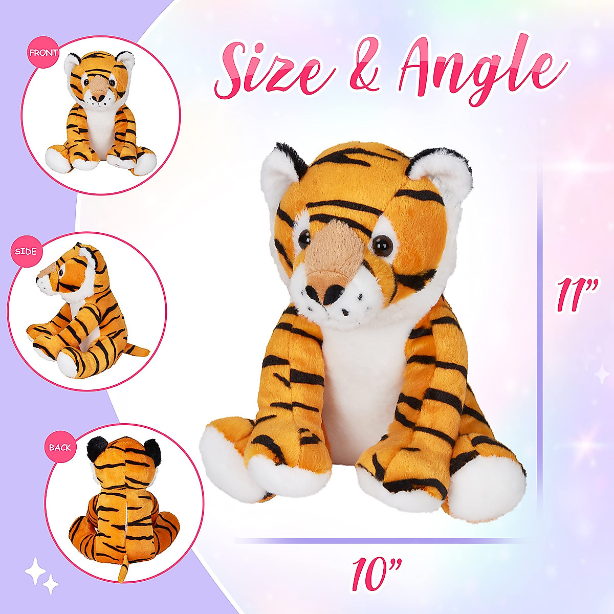Athoinsu 11'' Light up Tiger Stuffed Animal with LED Night Light Glow in Dark Soft Plush Toy Valentine's Day Children's Day Birthday for Toddlers Kids