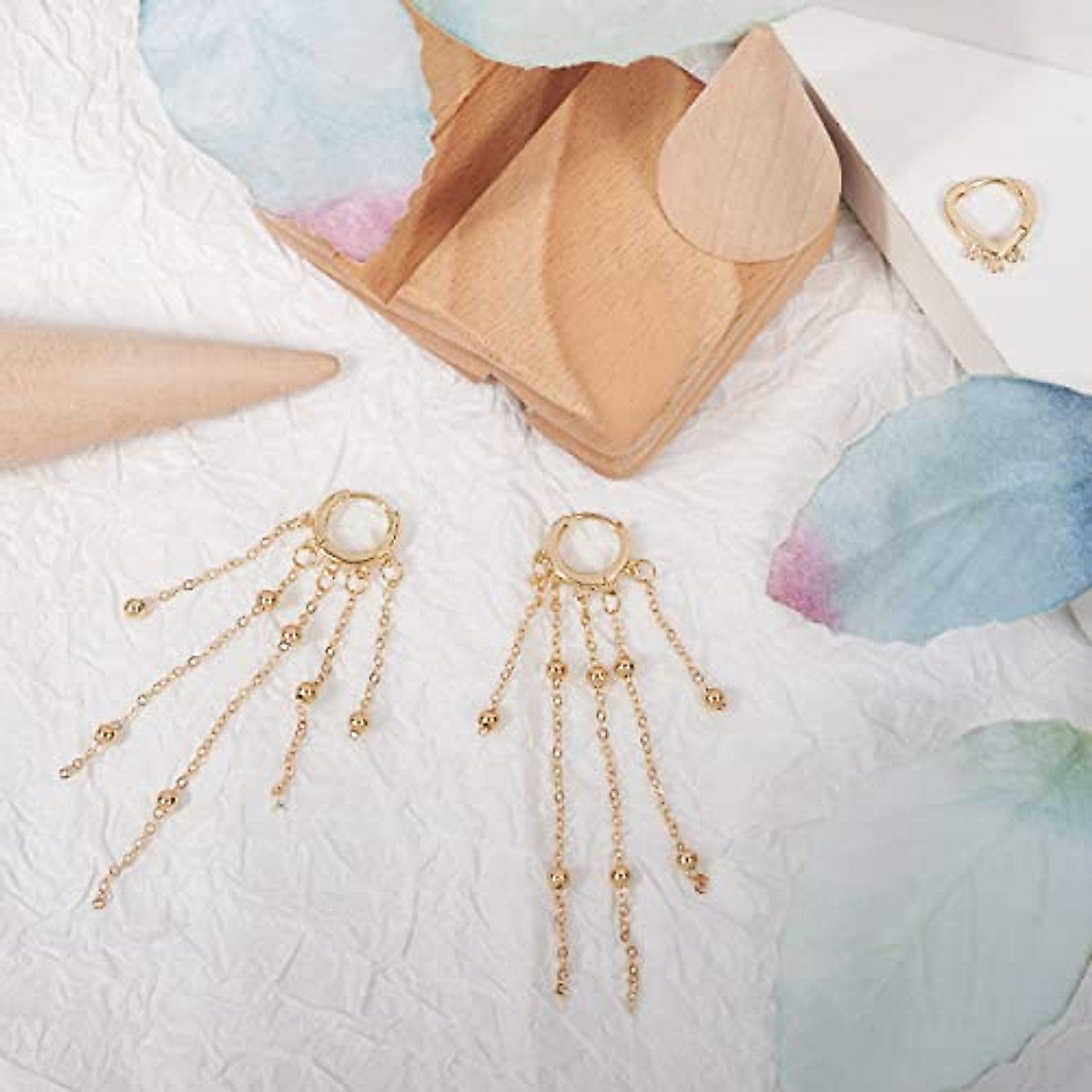 Craftdady 12 Pairs Huggie Hoop Earring Findings 14K Gold Plated Brass Hoop Earrings with Multi Loops Circle Teardrop Flower Leverback Ear Wires Components for DIY Earrings