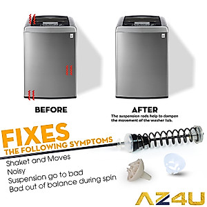 W11217817 Washer Suspension Rod Kit Replaces W11159470 W11226768 For Whirlpool, Maytag, Amana, Kenmore Washer WTW4855HW1 MVWC465HW2 WTW4955HW1 WTW4655JW0 WTW4655JW1 WTW4850HW0 WTW4850HW1 WTW4850HW2