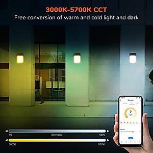 JJC 28W Smart Led Wall Pack Light, 3000K-5700K & RGB Security Lights Led Outdoor Lighting with APP Control,16 Million Color Changing Timing 2800 Lumen Dimmable 12 Dynamic Scenes by Bluetooth Control