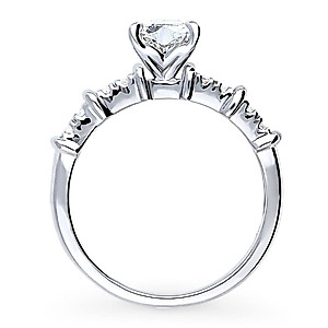 BERRICLE Sterling Silver Solitaire Wedding Engagement Rings 0.7 Carat Cubic Zirconia CZ Heart Ring for Women, Rhodium Plated Size 6