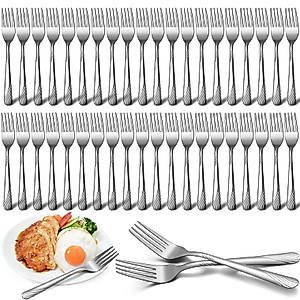 Yiyiring 50 Pieces Stainless Steel Forks Silverware Set 6.7 Inches Dinner Forks Bulk Flatware Forks Salad Forks Table Forks Set, Mirror Polished, Dishwasher Safe, Use for Home, Kitchen and Restaurant