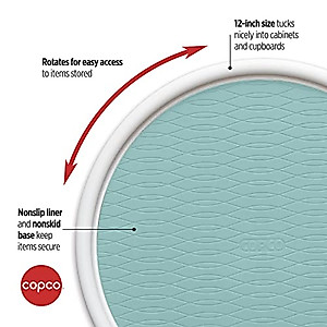 Copco 5234754 Non-Skid Pantry Cabinet Lazy Susan Turntable, 12-Inch, White/Aqua