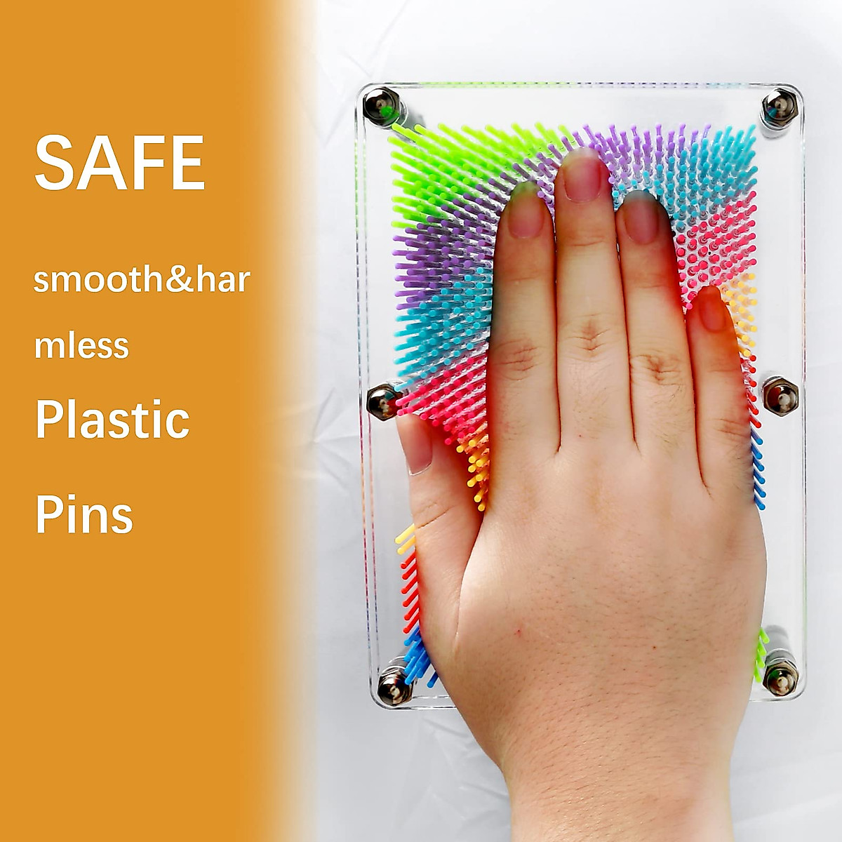 Aoibrloy 2 Pack 3D Pin Art Toy，Rainbow Sensory Pin Art Board Assorted Size Pin Impression Sculpture Needle Toys for Kids or Adults