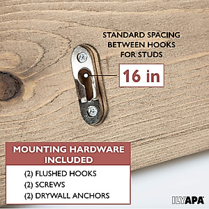 Ilyapa Barnwood Coat Rack Wall Mount - Wood Wall Mount Coat Rack with Hooks, 6 Metal Hooks - for Hats, Coats, Kitchen, Bedroom, and More - Barnwood