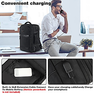 Z-MGKISS Carry On Backpack, Travel Laptop Backpack 15.6 Inch, Waterproof Flight Approved Backpack Business Luggage Suitcase Expandable Weekender Backpack with USB Port College Gifts for Men Women