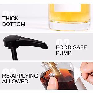 mustry Coffee Syrup Dispenser Bottle with Labels 1/4 oz Glass Syrup Pump Dispenser Bottle with 84 Labels, for Coffee Bar Accessories Essentials, 16.9 oz 500 ml, Set of 2, Black