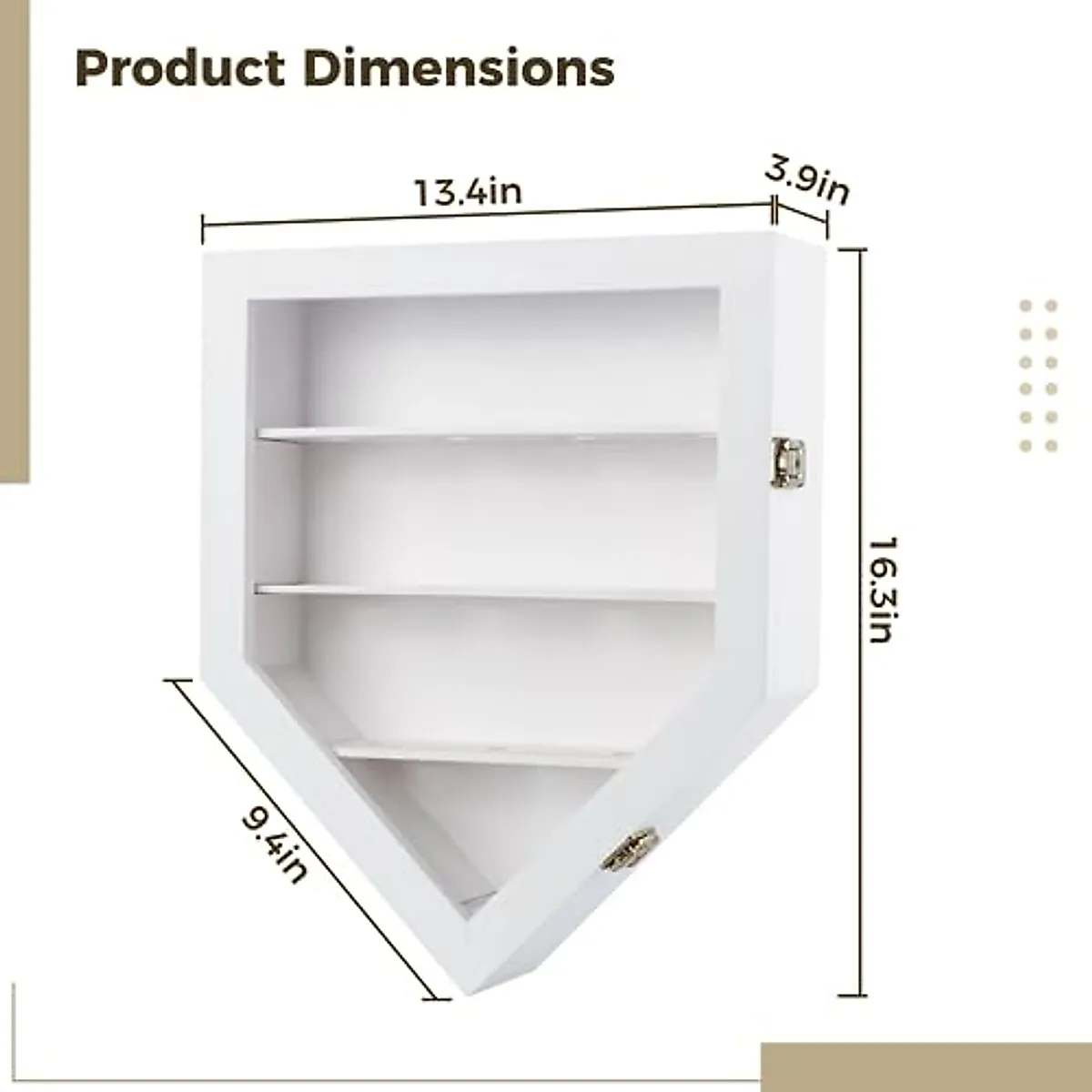 TIMCORR Baseball Display Case for 12 Baseballs, Wall Mount, White Wooden Frame with Transparent Acrylic Panel and Dual Metal Locks