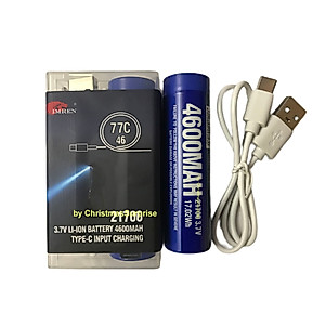 USB 21700 Charger Genuine IMREN4600-USB Rechargeable 3.7V Battery, 100% Real 4600mAh High Capacity(2 PCS)