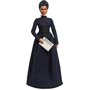 Barbie Inspiring Women Doll, Ida B. Wells Collectible with Blue Dress and Newspaper Accessory