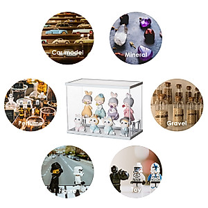 Acrylic Display Case Display Box with White Lid and White Base, Dustproof Showcase Figurines Collection Acrylic Cube for Toy Dolls Souvenirs Models(11.8 X 6.3 X 8.7 INCH)