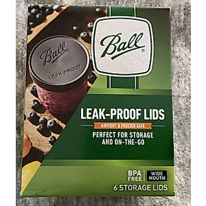 Ball Wide Mouth Storage Lid Leakproof 6 pk, Black, Airtight, Freezer Safe, Dishwasher Safe & BPA Free (4)