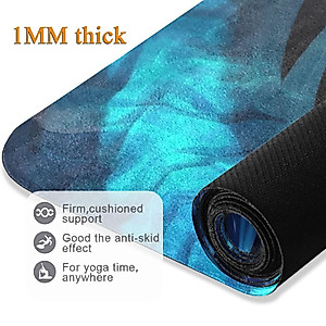 GOODOLD Blue Dragon Yoga Mat, 71 x 26 Inch Non-slip Yoga Mats Folding Travel Exercise Mat Indoor Outdoor Gym Pilates with Storage Bag for Women Men