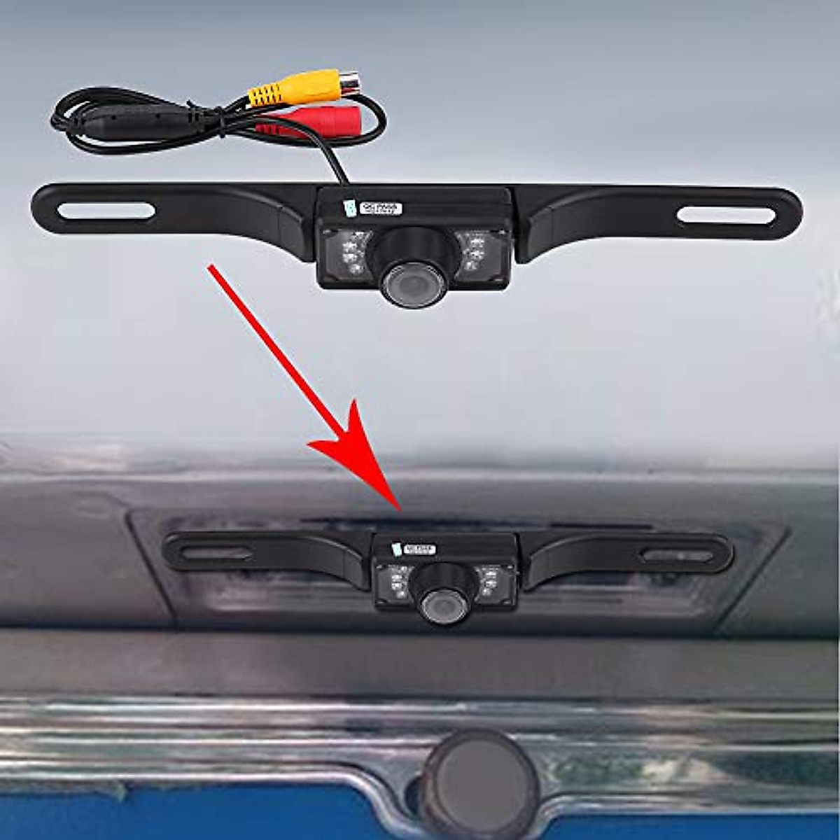 Qiilu License Plate Camera 7 LED 170° Wide Angle Car License Plate Reaview Reverse Backup Night Vision Camera Waterpoof