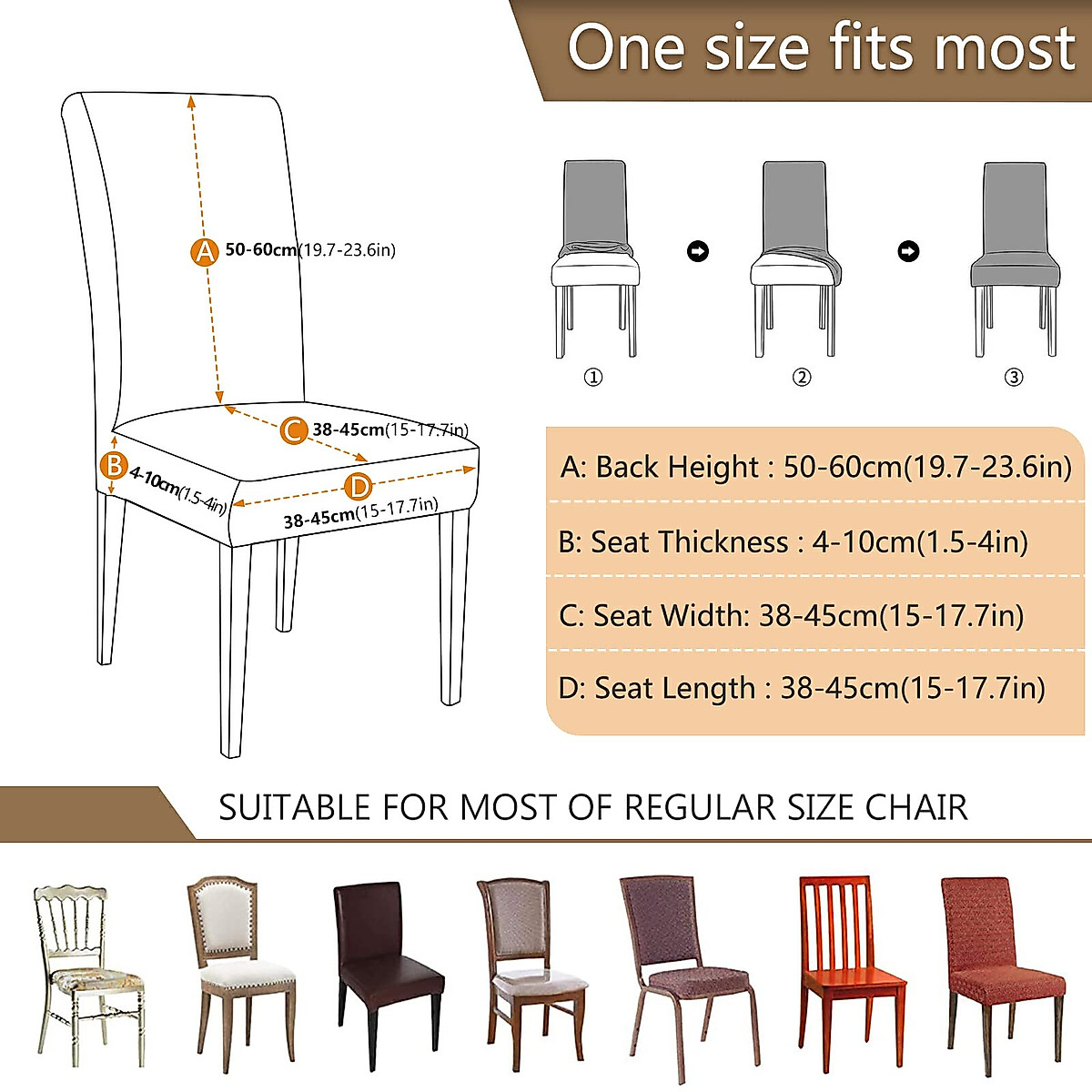 Kcldeci Dining Chair Covers, Gray Marble Canvas Gold Texture Kitchen Cover Parsons Slipcover Spandex Protectors for Room Kitchen Home Stretch Chairs Cover Set of 4