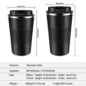JTRYEMU Insulated Coffee Mug 12 oz Travel Coffee Mug with Lid Pill Proof, Stainless Steel Vacuum Thermal Thermos to GO Leakproof, Reusable Coffee Tumbler Cup for Men and Women Hot & Iced Drinks