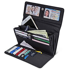 Nautica Money Manager RFID Women’s Wallet Clutch Organizer (Black (Buff))