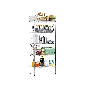 5-Tier Metal Wire Shelving Unit Kitchen Shelf Organizer Kitchen Storage Rack Utility Shelf Snack Shelf, NSF Certified Storage Shelves for Storage, Garage Shelving Storage Shelf Pantry Shelves