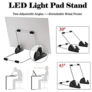 Femont Portable A4 LED Tracing Light Box with Scale,Art Light Pad Light Table with Detachable Stand&4Clips,Adjustable Brightness,USB Power,Ultra-Thin Copy Board for Diamond Painting Drawing Sketching