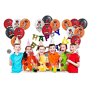 Vision Licensed Miraculous Ladybug Rena Rouge 12" Party Supplies Balloons 16 Pcs | Assorted Colors Premium Latex for Miraculous Birthday Theme Party