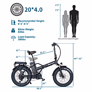 NARRAK Fat Tire Folding Electric Bike 48V 624Wh Lithium Removable Battery Peak 1100W Brushless Motor Max Speed 28Mph M5 Large LCD Display Suspension Step-Over Frame for Adults (S127-Black)